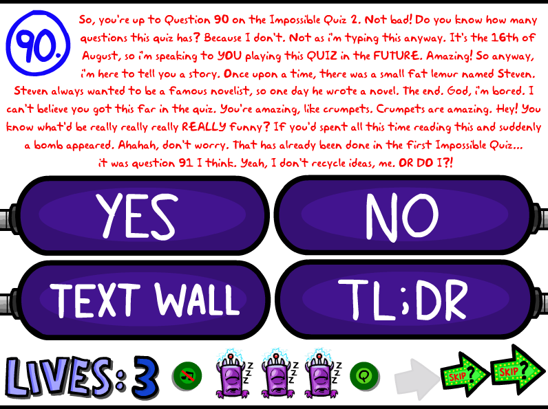 Question 90 The Impossible Quiz 2 The Impossible Quiz Wiki Fandom