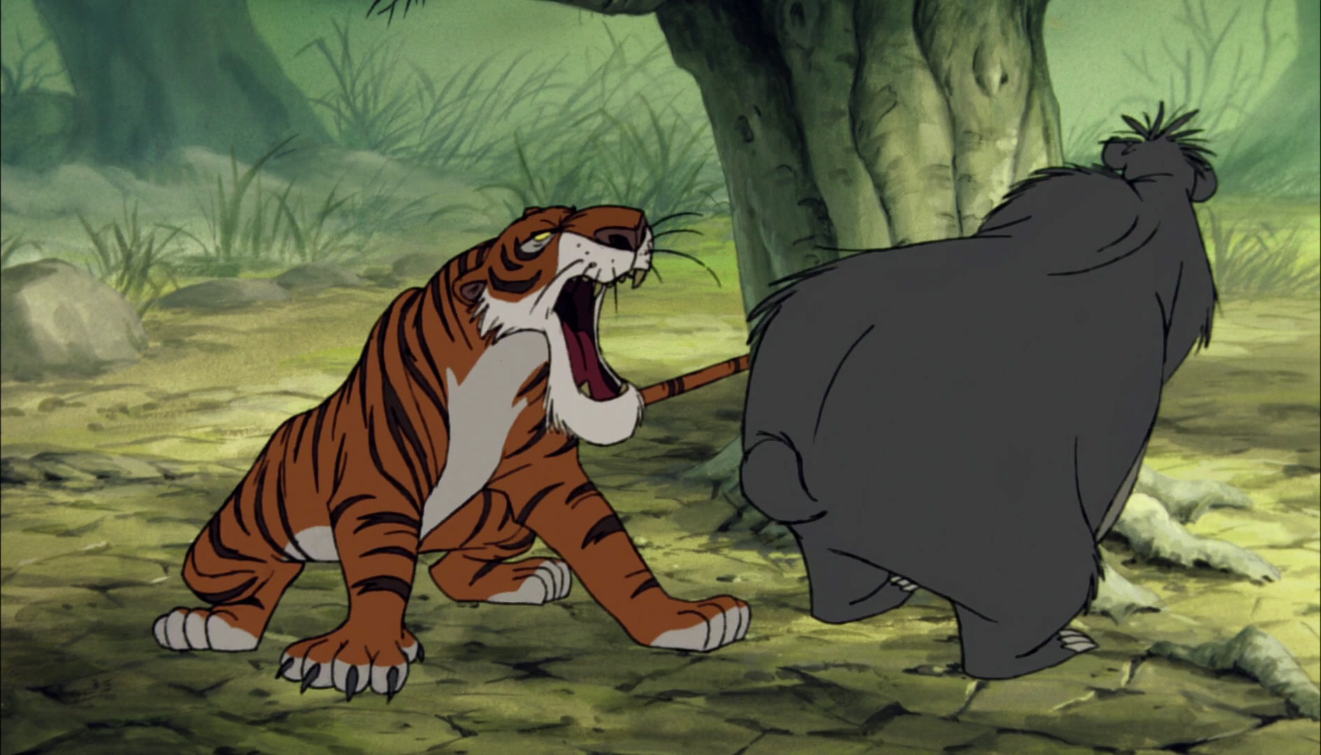 Image Baloo The Bear Doesnt Know Shere Khan The Tiger Is About To Bite His Butt Jungle