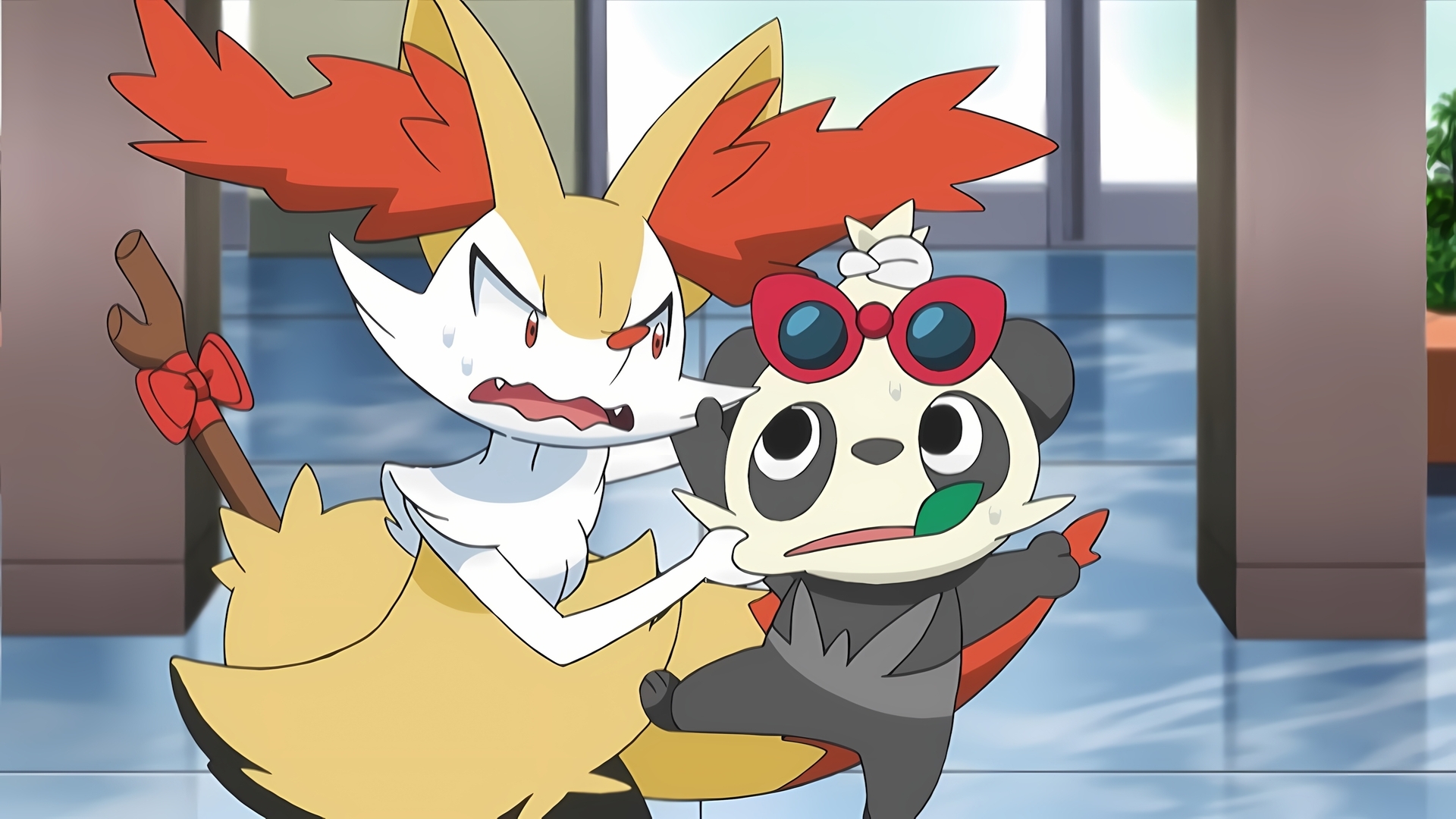 Image Serena Braixen And Pancham Glaring Pokémon Wiki Fandom Powered By Wikia