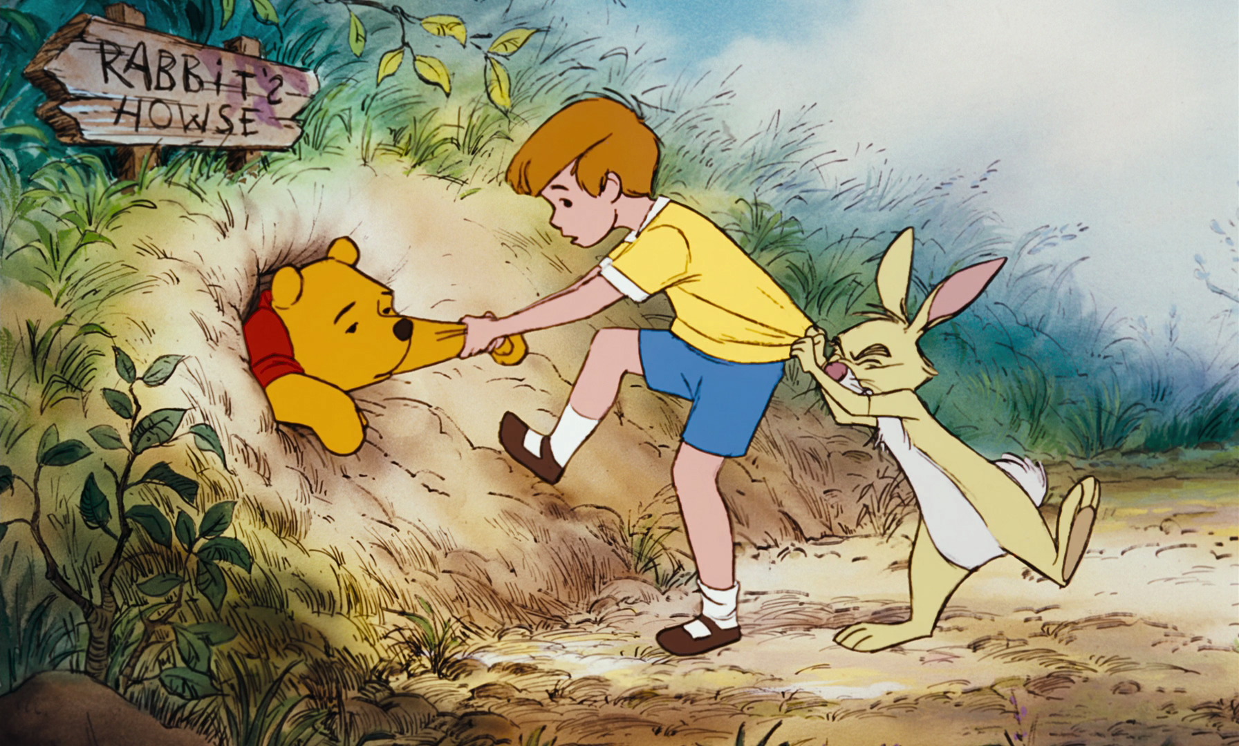 Image - Rabbit and Christopher Robin must pull Pooh Bear out.jpg ...