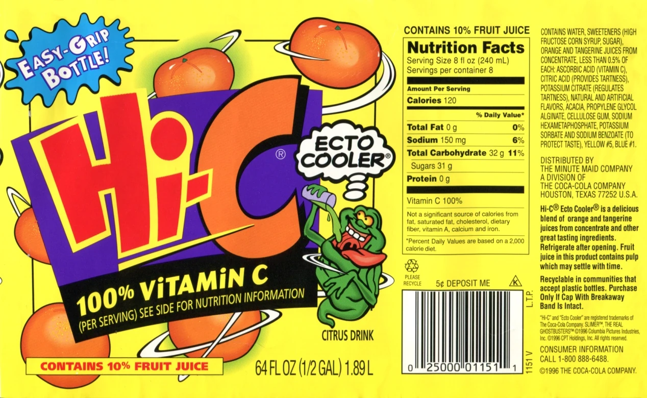 Image - Hi-C Ecto-Cooler Can Label 1996.jpg | Ghostbusters Wiki ...