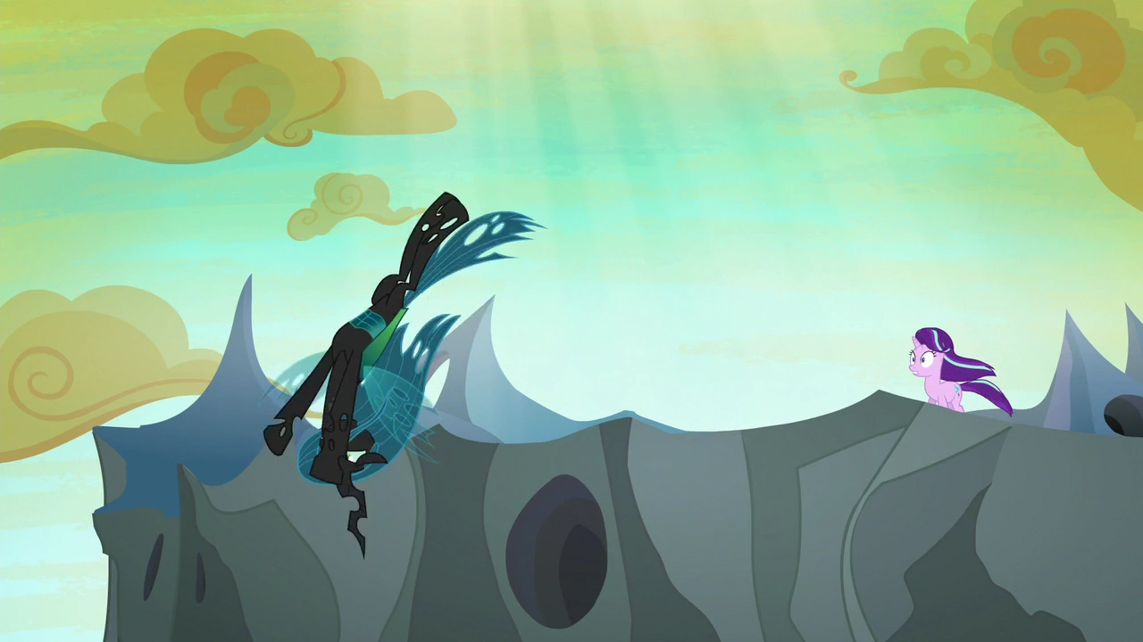 Image - Queen Chrysalis leaping over the tower's edge S6E26.png | My ...