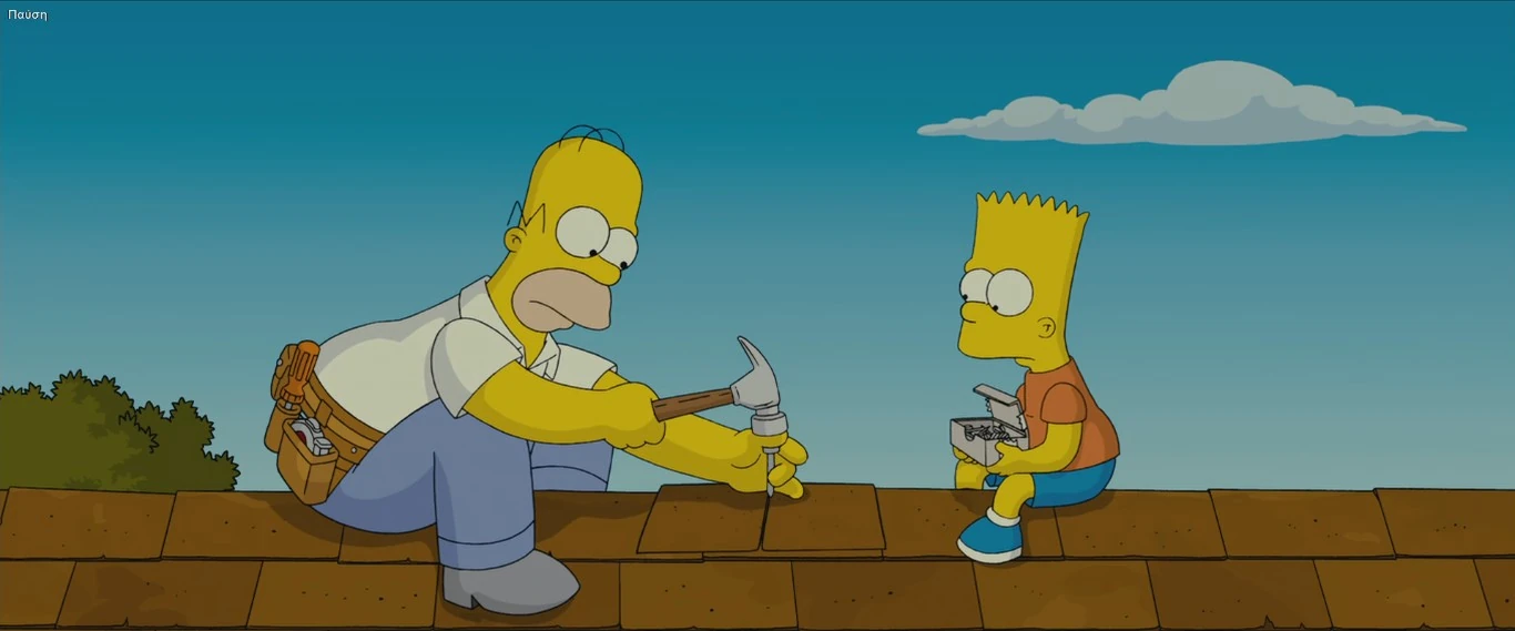 Image - Homer and Bart fixing the roof.jpg | Simpsons Wiki | Fandom ...