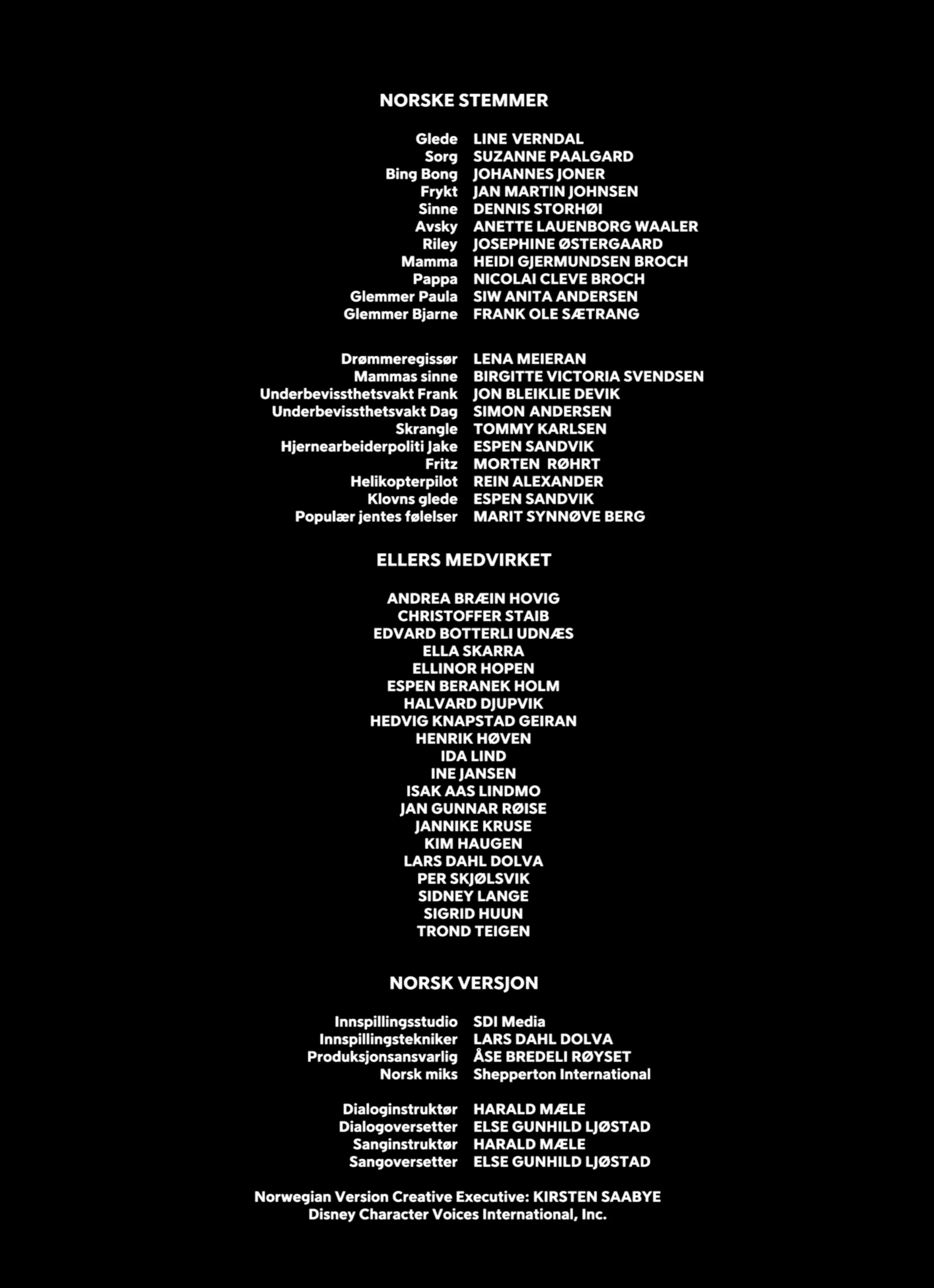 Image - Inside Out Norwegian Credits.png | Anime Voice-Over Wiki ...
