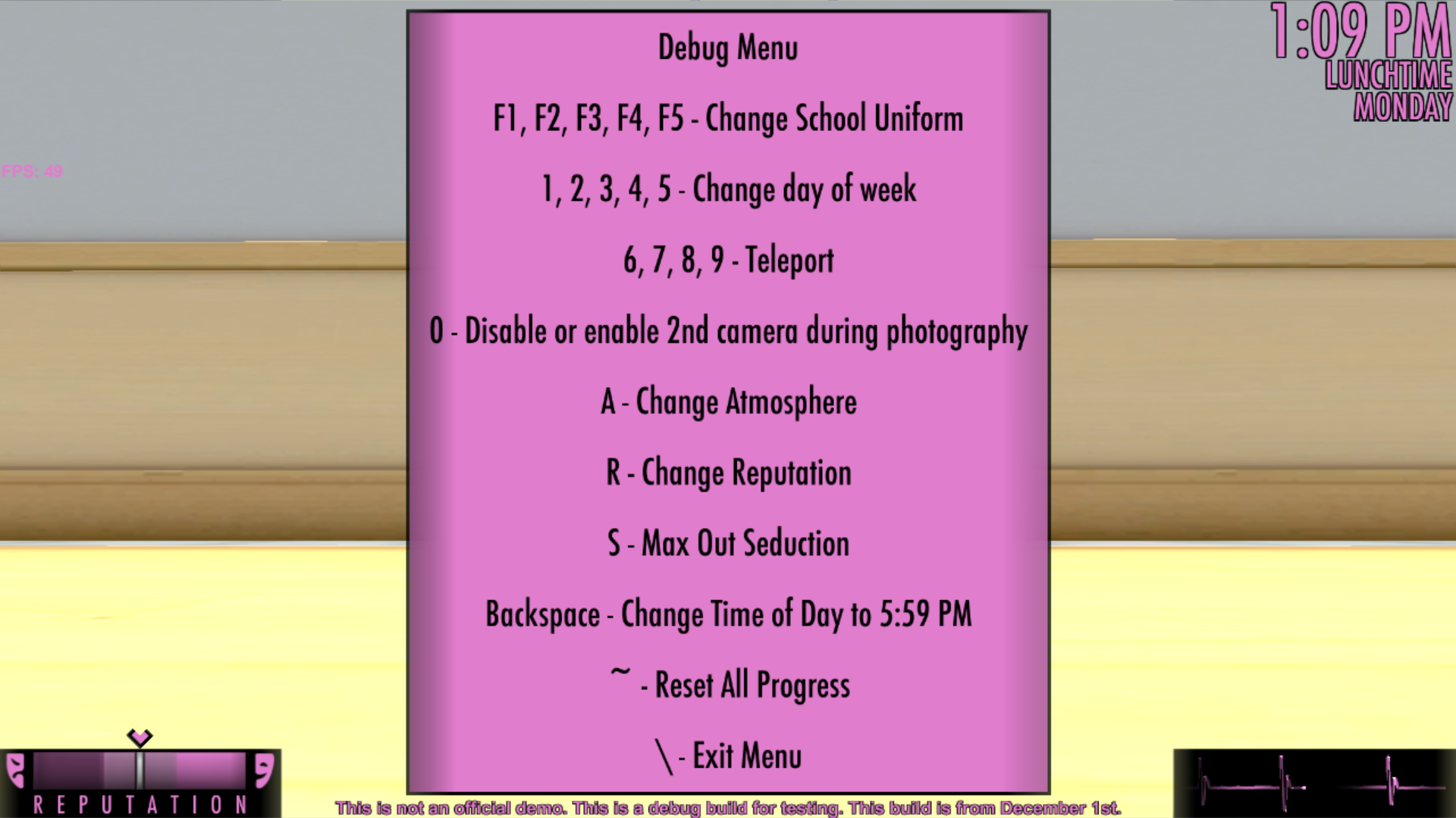 Image Decemberfirstdebugmenu Png Yandere Simulator Wiki Fandom Powered By Wikia